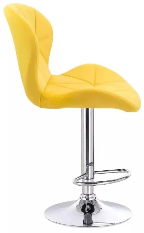 LuxuryForm DESIGN Barová židle LIVIO VELUR na stříbrné kulaté podstavě - žlutá