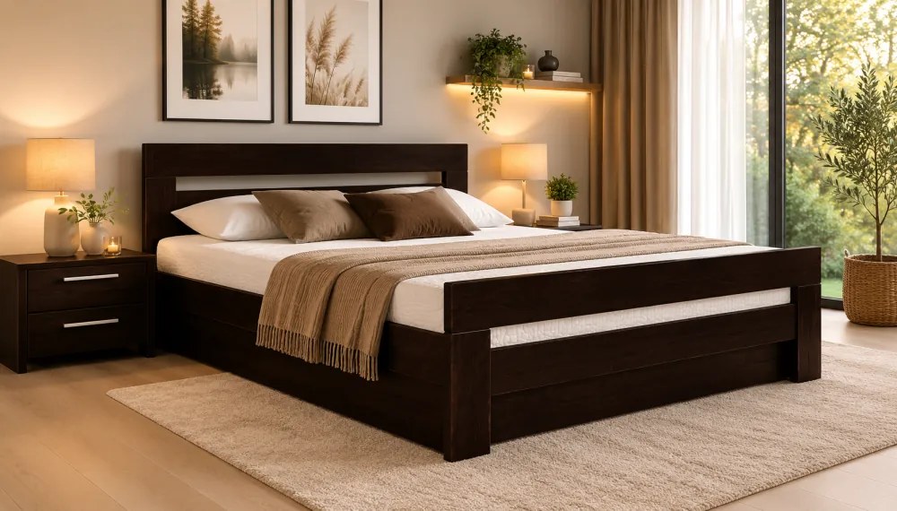 Postel z masivu K6 BOX - buk 160 × 200 cm Buk natural