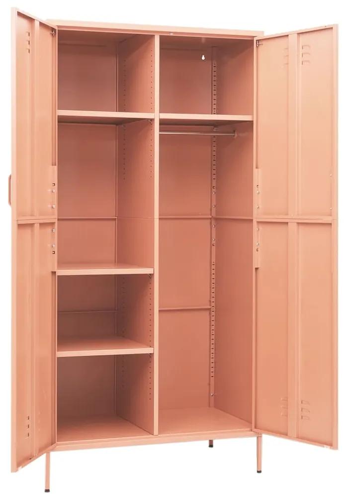 Šatní skříň růžová 90 x 50 x 180 cm ocel