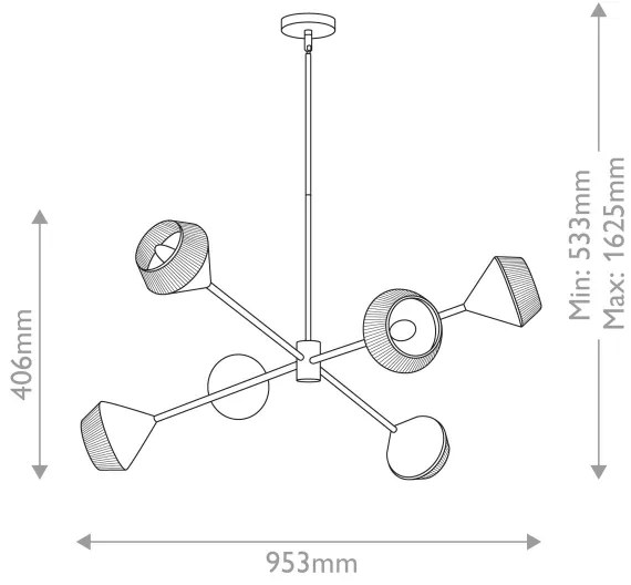 Alora Mood ALM-DAPHNE6-MB - Lustr na tyči DAPHNE 6xE14/40W/230V