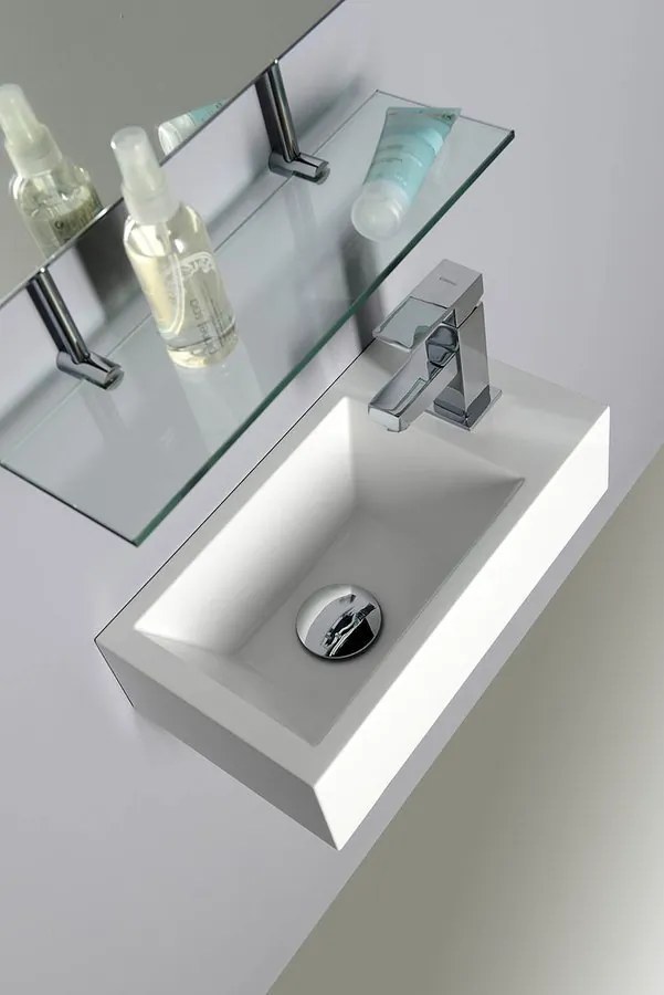 Sapho, AMAROK litý mramor umyvadlo 40x11x22cm, bílé, baterie vpravo, AR500