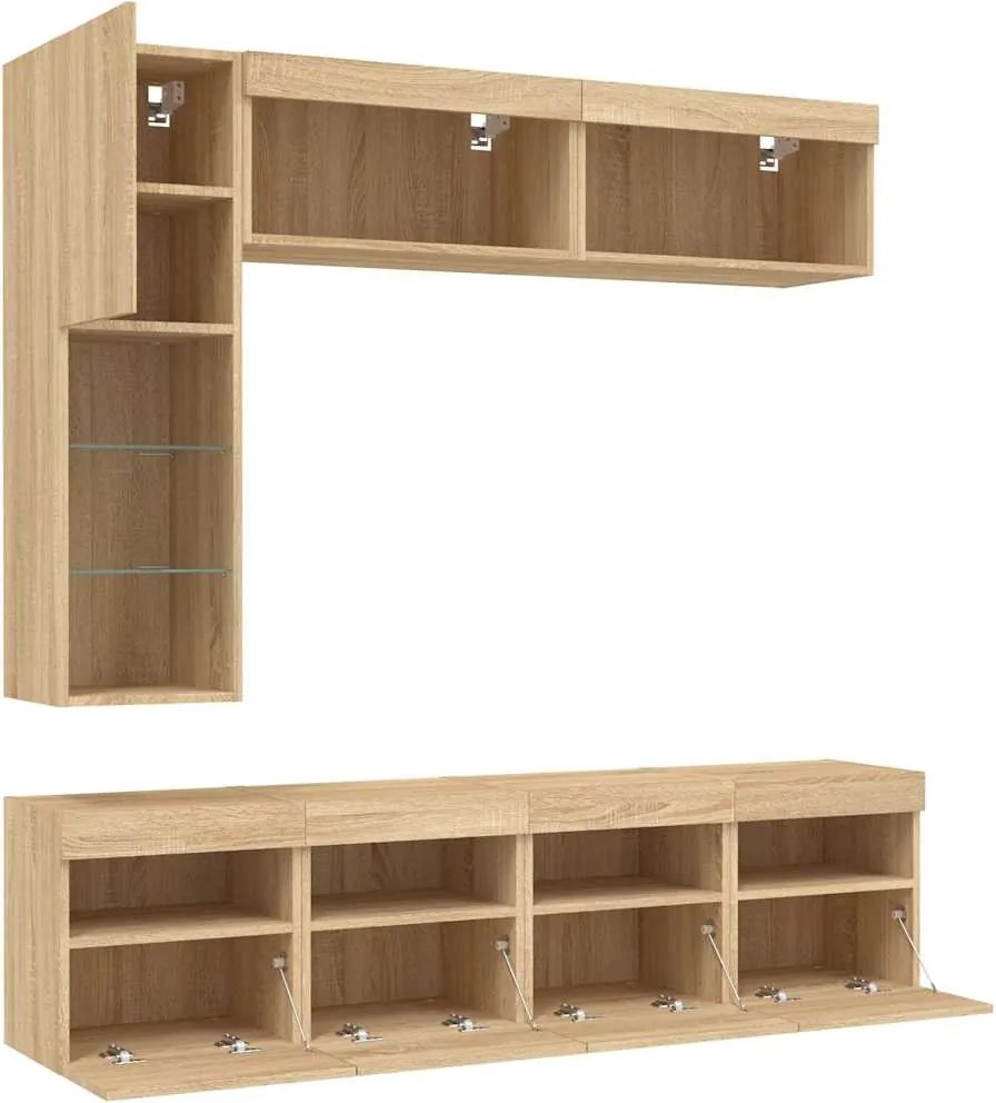 7dílná obývací stěna s LED osvětlením dub sonoma 3216759