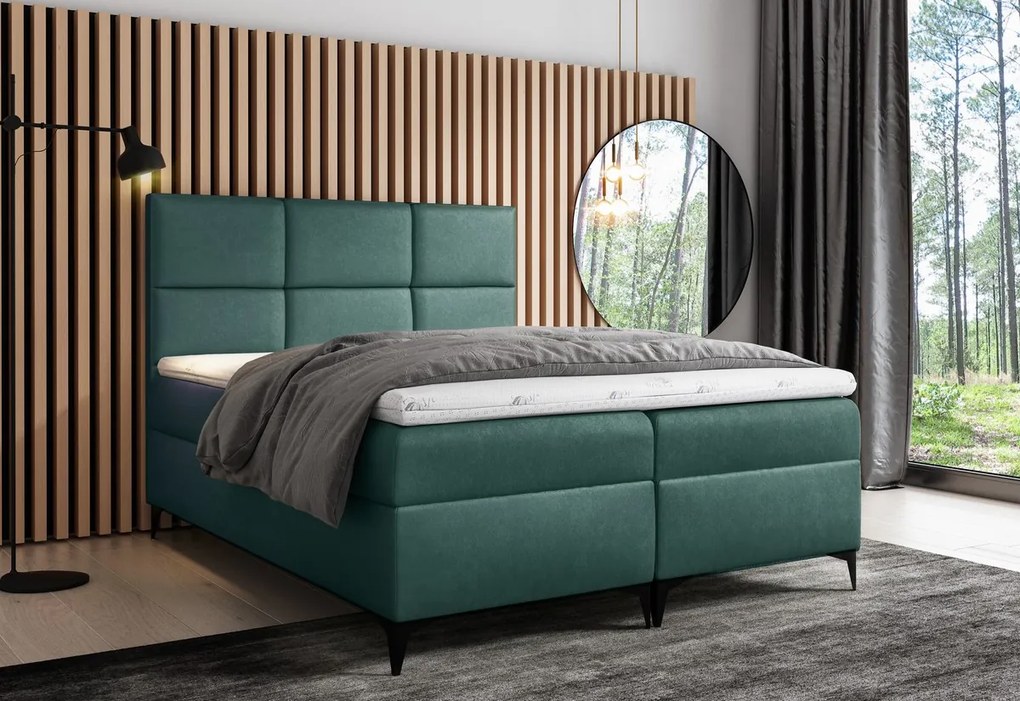 Čalouněná postel boxspring FAVA + topper, 140x200, fancy 36