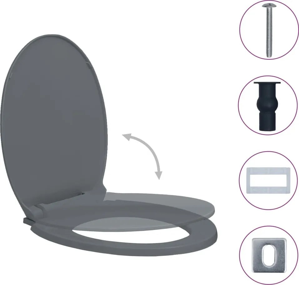 vidaXL WC sedátko s pomalým sklápěním rychloupínací oválné [145817] Barva: světle šedá