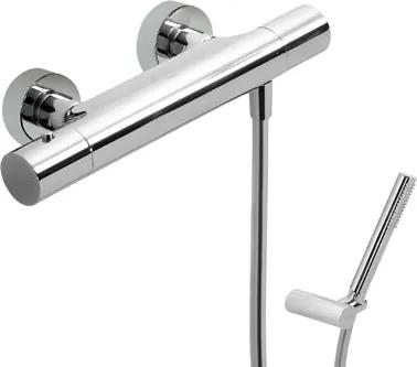 TRES - Termostatická sprchová baterieRuční sprcha s nastavitelným držákem, proti usaz. vod. kamene a flexi hadice SATIN. 26116209