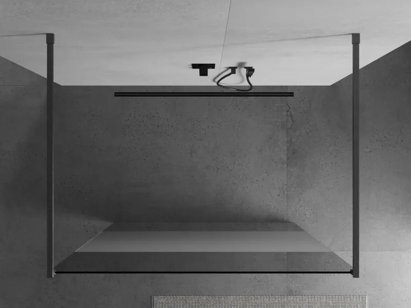 Mexen Kioto, sprchová zástěna Walk-In 140 x 200 cm, 8mm čiré sklo-námraza, grafitový profil, 800-140-002-66-35