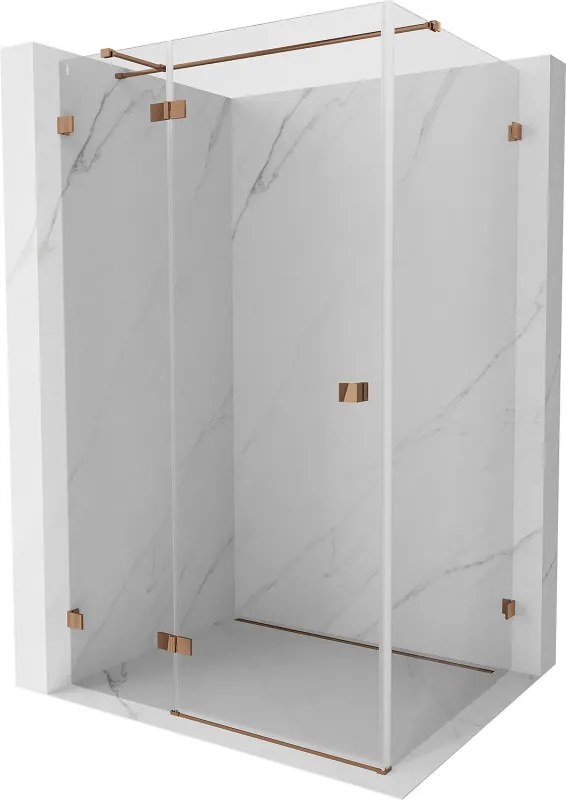 Mexen Lunar T, sklápěcí sprchový kout levý 110 x 80 cm, 8mm čiré sklo, profil růžové zlato, 834T-110-080-60-00-L
