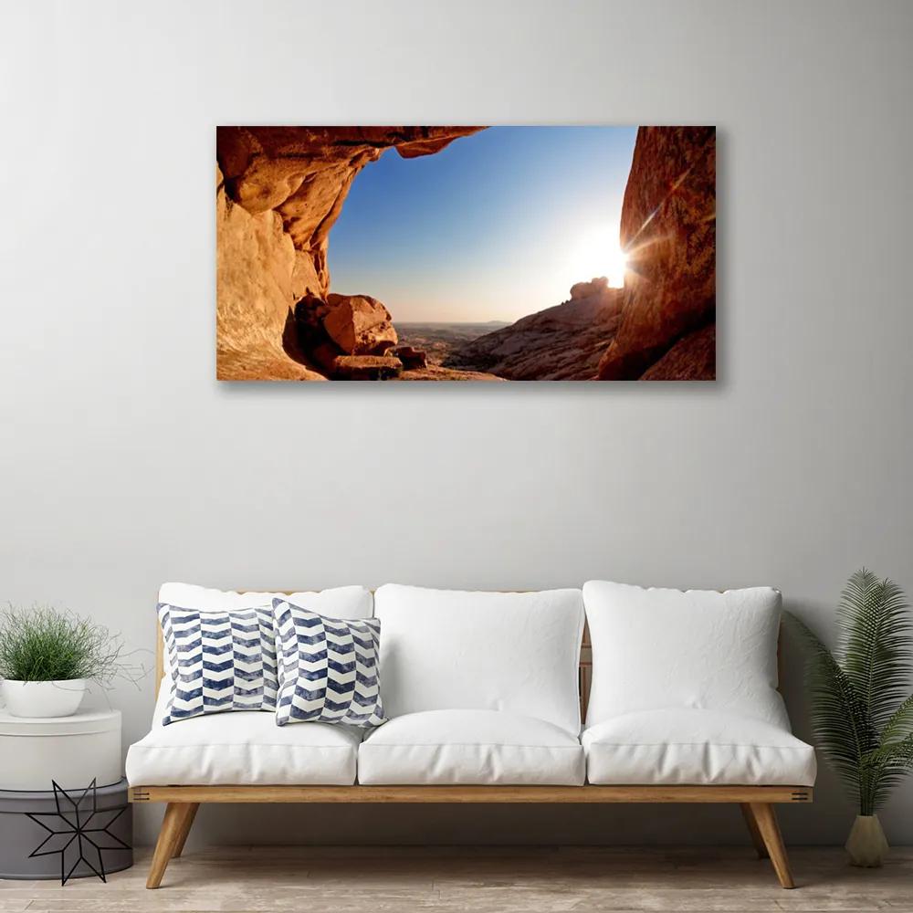 Obraz na plátně Skála Slunce Krajina 140x70 cm
