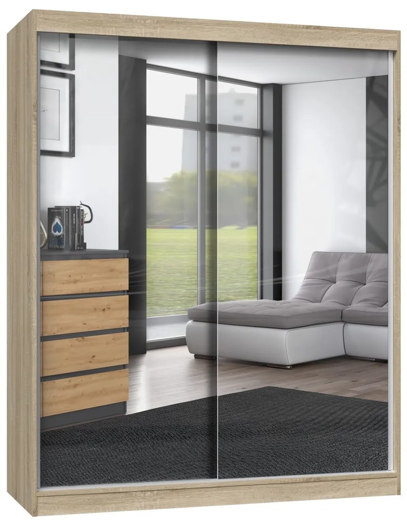 Šatní skříň se 2 zrcadly IGA 160 cm dub sonoma