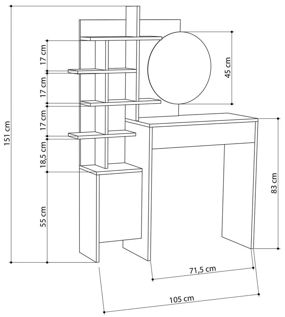 Toaletní stolek MUP 105 cm bílý