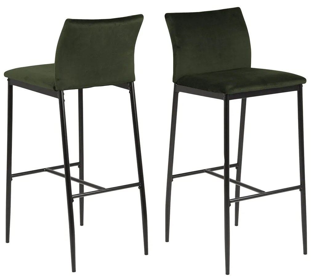 ACTONA Sada 2 ks − Barová židle Demina − zelená 100,5 × 41,5 × 50 cm
