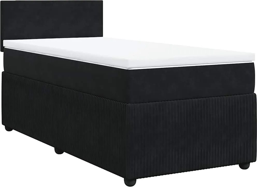 Box spring postel s matrací černá 80 x 200 cm samet 3287586