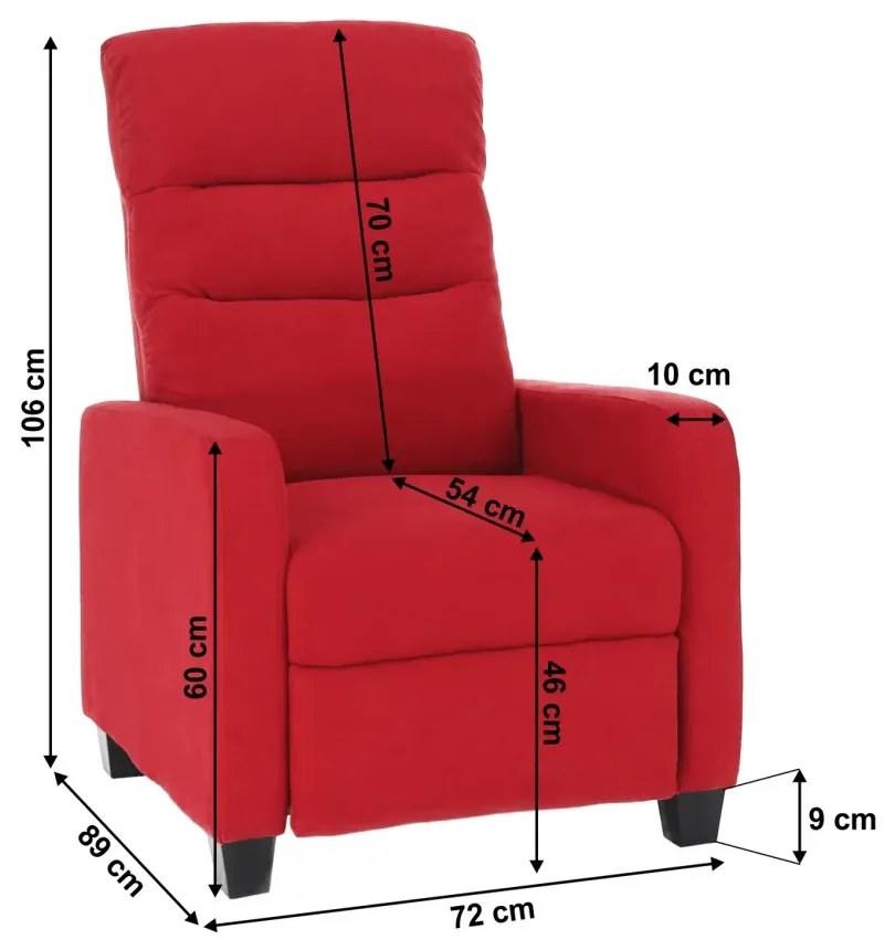 Polohovací relaxační křeslo TURNER — látka, červená Kondela
