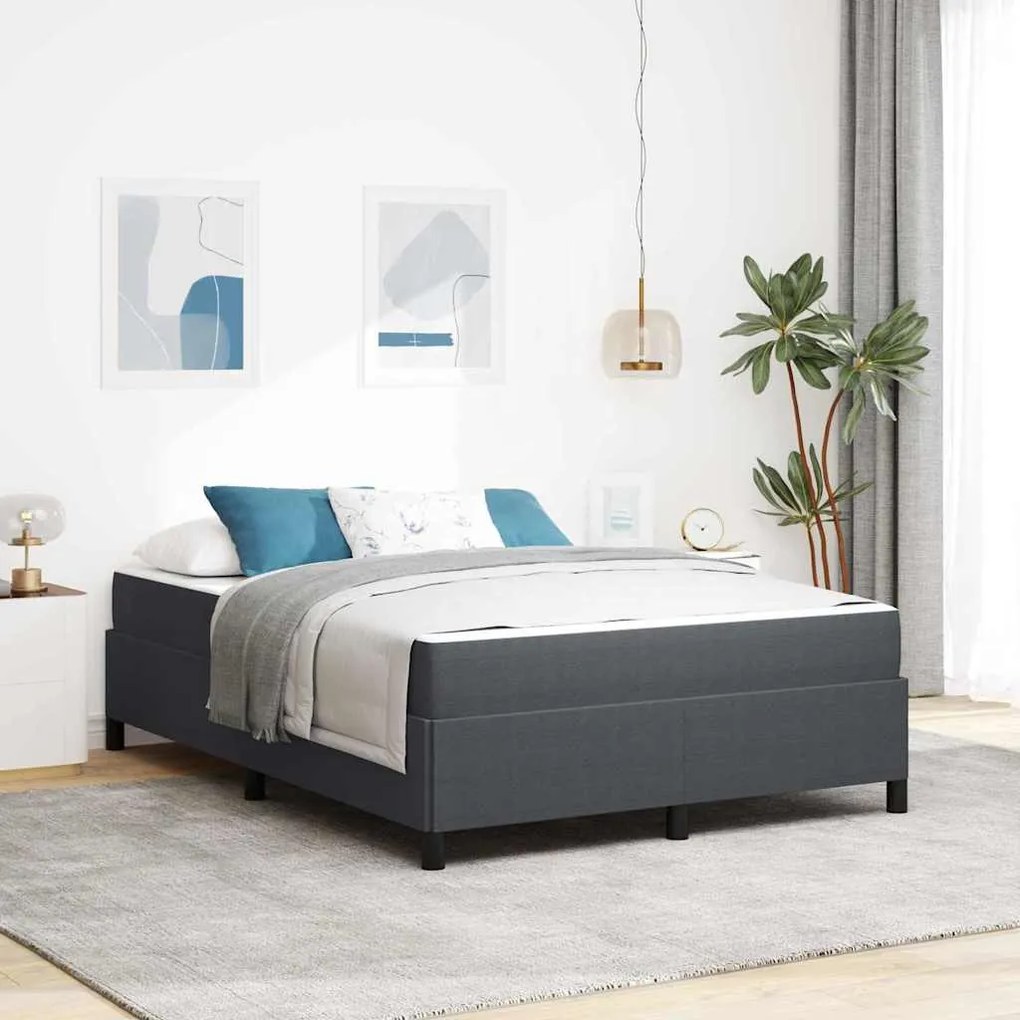 Rám postele s matrací Tmavě šedá 140 x 190 cm textil 3399121