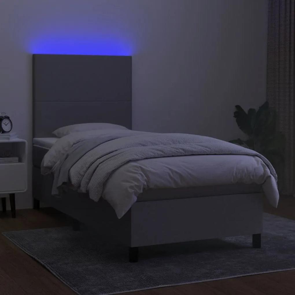 vidaXL Box spring postel s matrací a LED 100x200 cm textil [3134693] Barva: Modrá