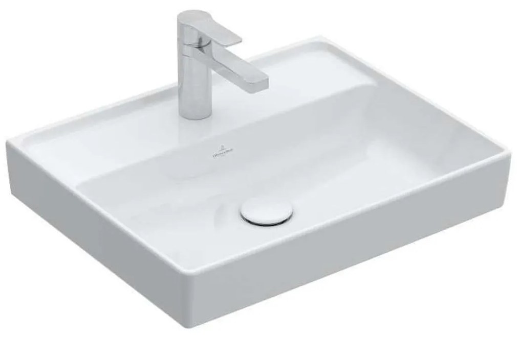 Villeroy & Boch Collaro - Umyvadlo 60x47 cm, bez přepadu, otvor pro baterii, CeramicPlus, Stone White 4A3361RW