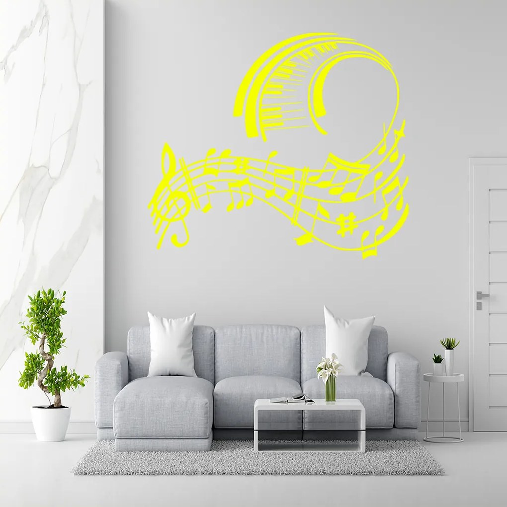 Živá Zeď Samolepka na zeď Skladba pro klavír Barva: žlutá, Velikost: 60 x 52 cm