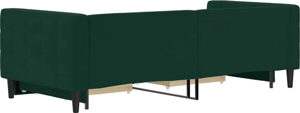 Válenda s přistýlkou a zásuvkami tmavě zelená 90 x 200 cm samet 3196741