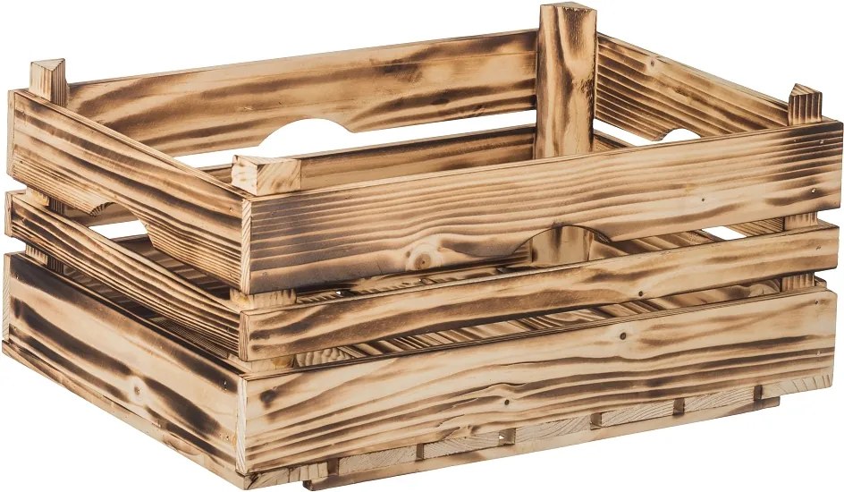 Dřevobox Opálená dřevěná bedýnka 40 x 26 x 18 cm
