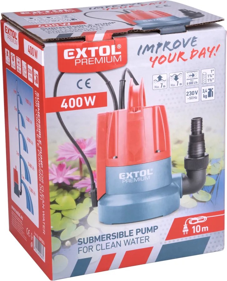 PONORNÉ ČERPADLO Extol Premium 400W PRO - ČERPÁNÍ DO SUCHA
