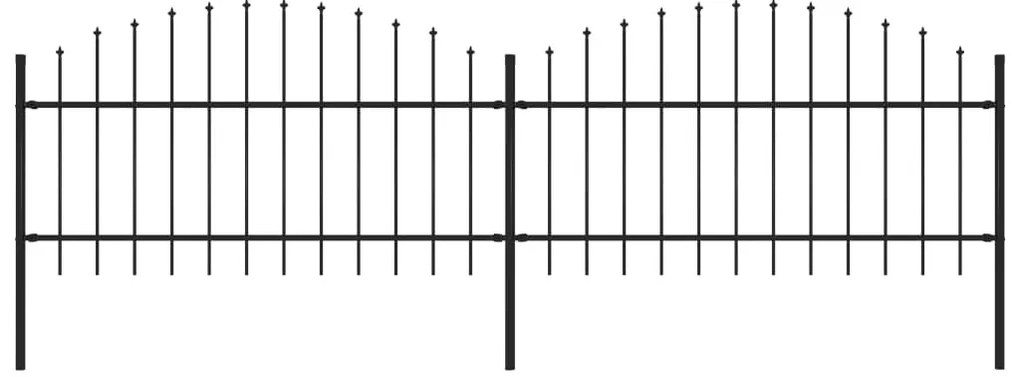 Zahradní plot s kopím nahoře ocelový 359 x 125 cm černý