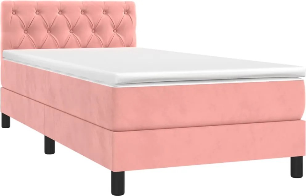 Box spring postel s matrací růžová 80 x 200 cm samet 3141454