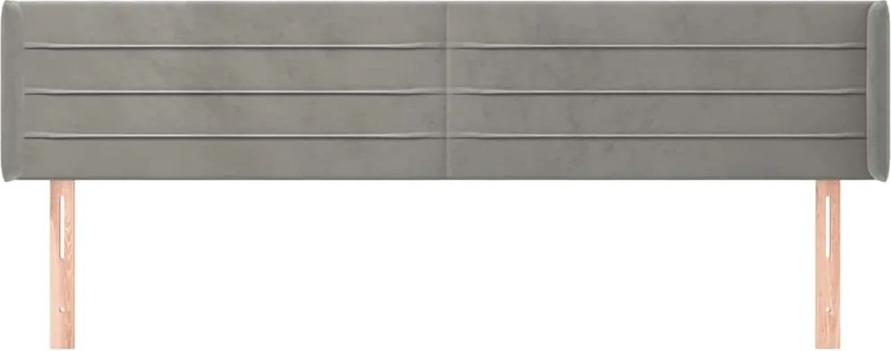 Čelo postele typu ušák světle šedé 163x16x78/88 cm samet 3118962