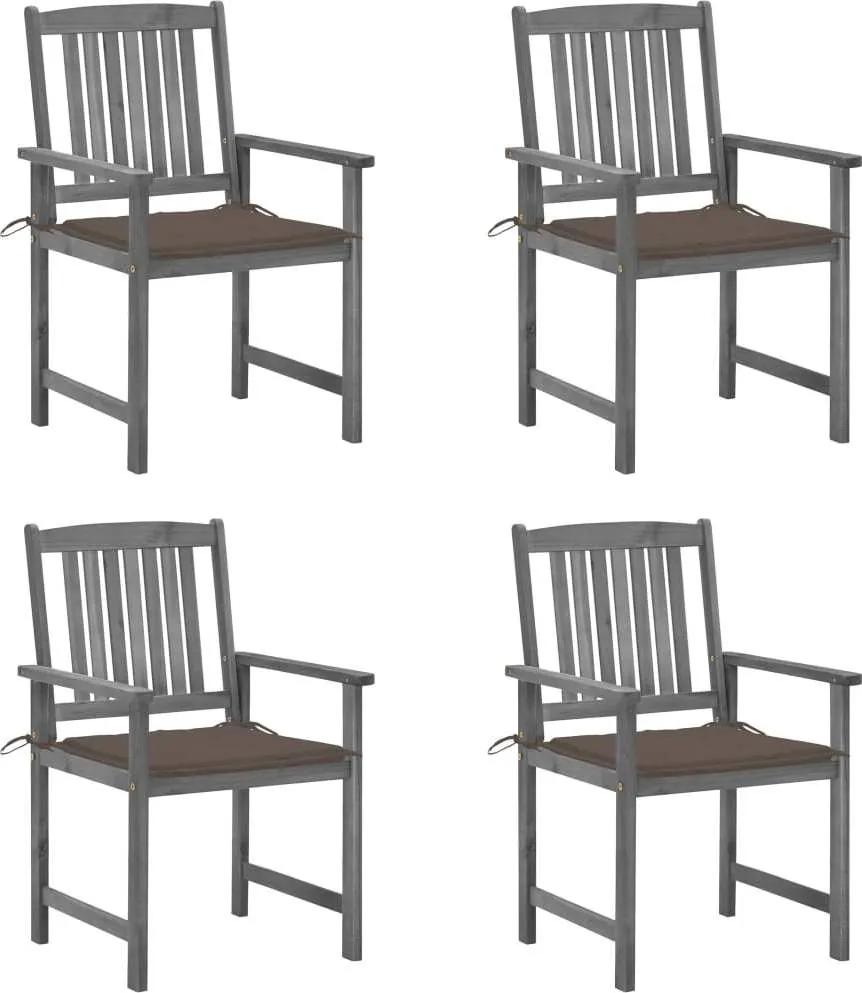 vidaXL Zahradní židle s poduškami 4 ks masivní akáciové dřevo [3061228] Barva: Zelená