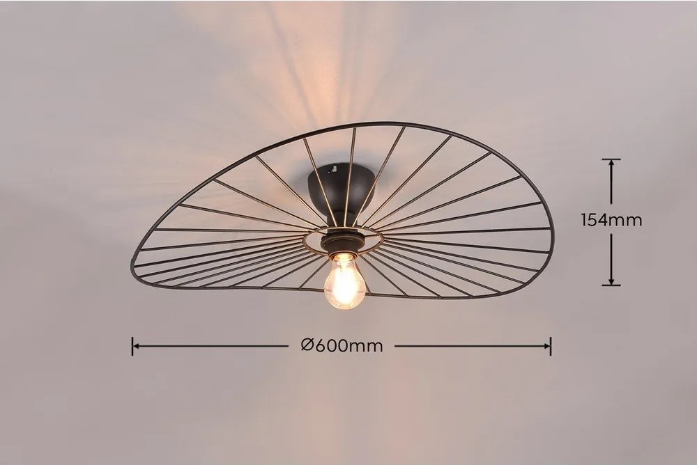 Matně černé stropní svítidlo ø 60 cm Chapeau – Reality