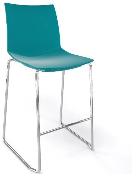 GABER - Barová židle KANVAS ST 66 - nízká, tyrkysová/chrom