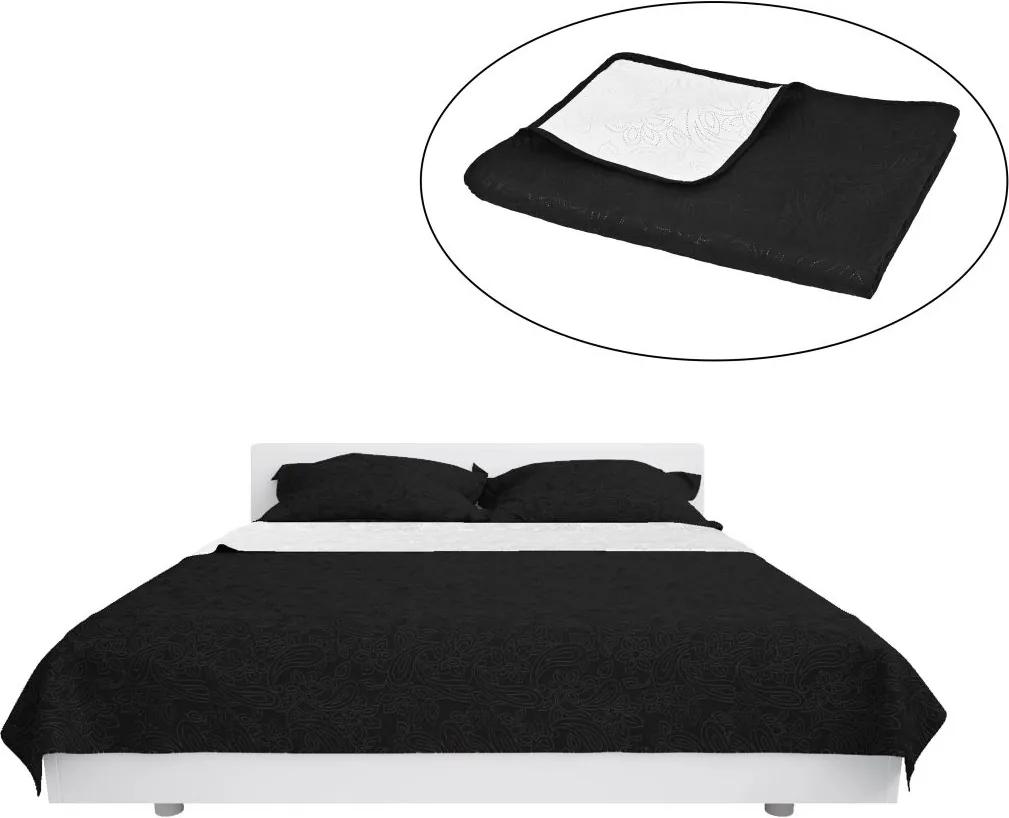 Oboustranný prošívaný přehoz na postel - černo-bílý | 230x260 cm