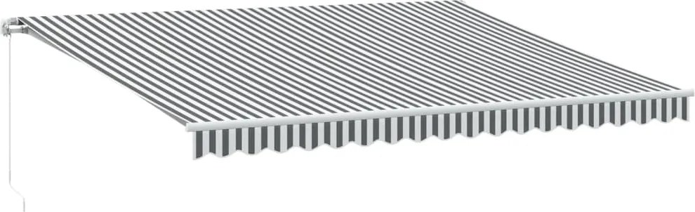 Ručně zatahovací markýza antracitová a bílá 450 x 350 cm 3215796