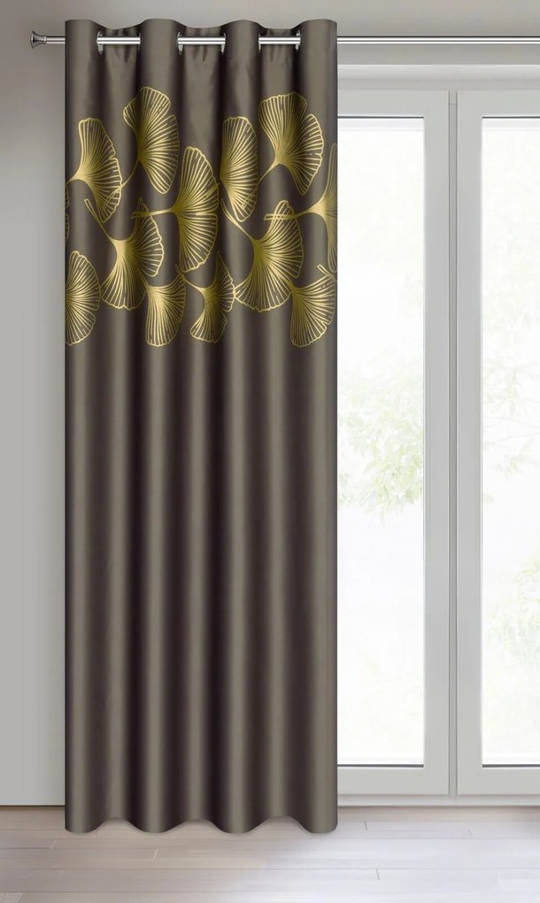 ZATEMŇOVACÍ ZÁVĚS NA KROUŽCÍCH HARMONY 140X250 CM HNĚDÁ