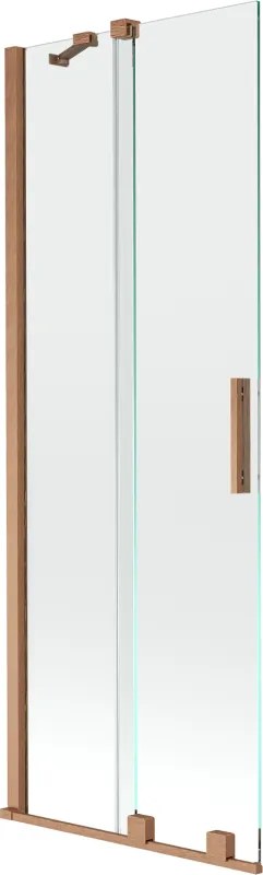 Mexen Velar, 2-křídlová posuvná vanová zástěna 75 x 150 cm, 8mm čiré sklo, měděná matná, 896-075-000-01-65