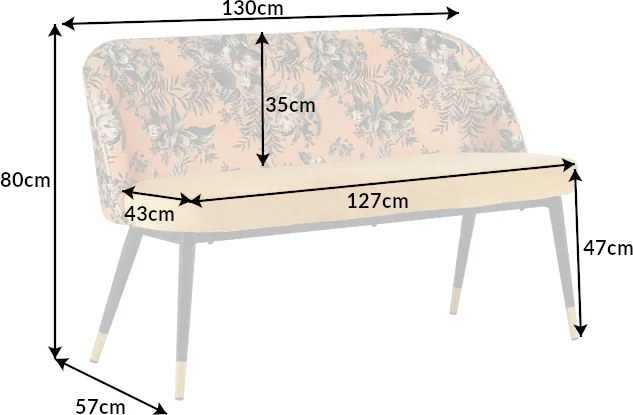 Designová lavice Jalisa 130 cm žlutý samet