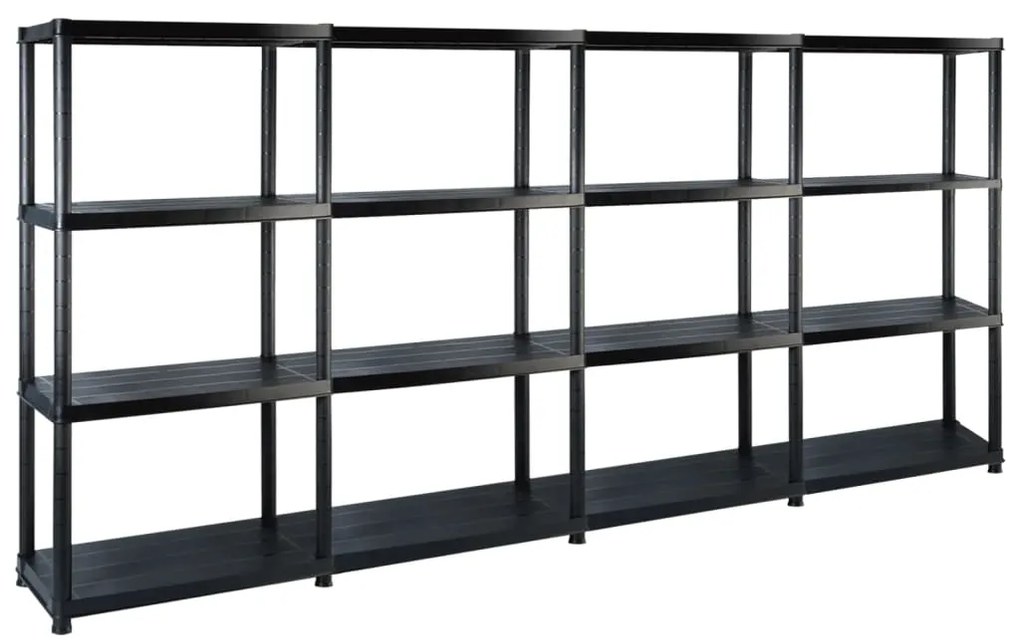 Úložný regál 4patrový černý 244 x 30,5 x 130 cm plast 3059859