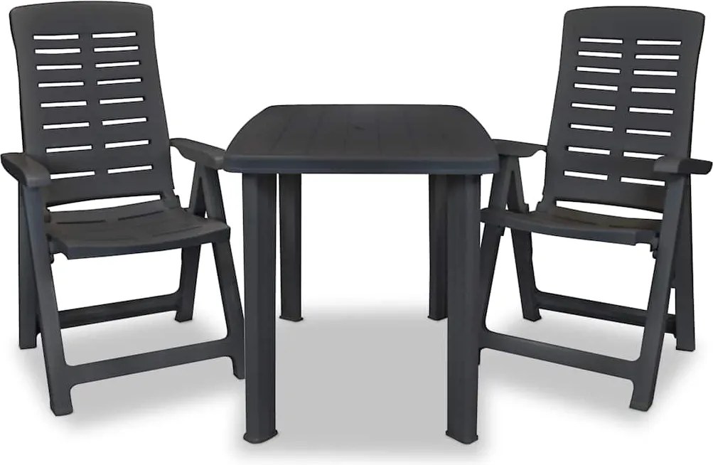 3dílný bistro set plastový antracitový 275083