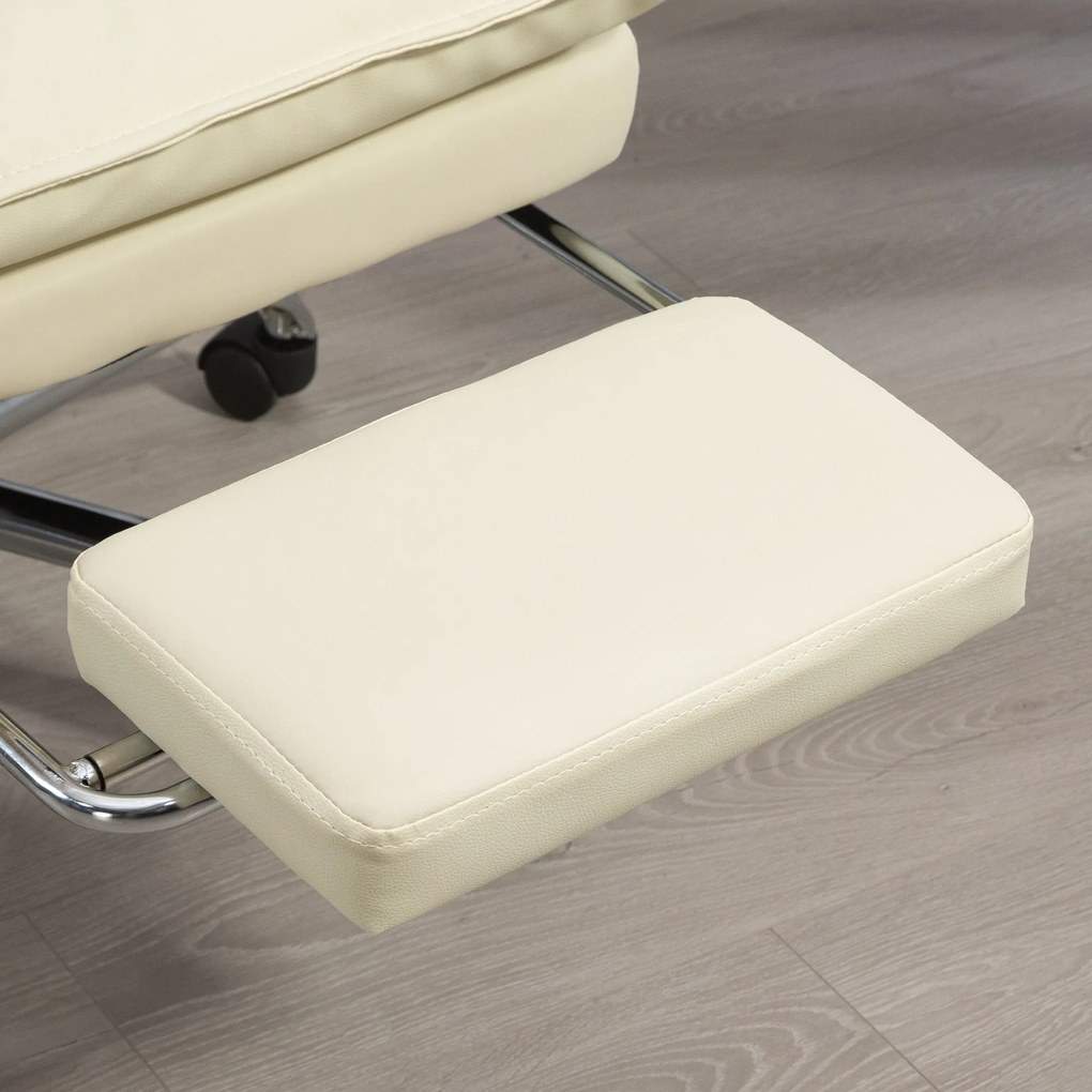 Vinsetto ergonomické kancelářské křeslo, náklon 155° s vysouvací opěrkou nohou, snadno čistitelná PU koženka, polstrované opěrky, otáčecí a výškově n…