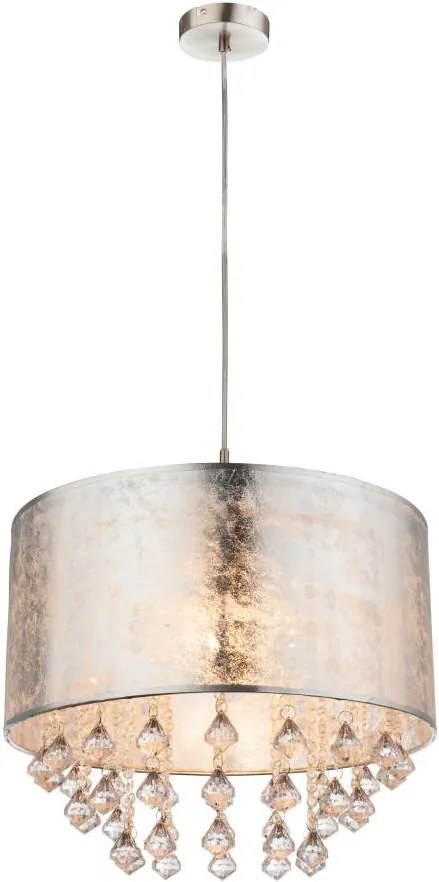 Závěsný designový lustr s křišťály AMY, stříbrný Globo AMY 15188H3
