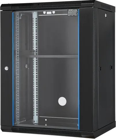 15U Síťový server pro montáž na stěnu Skříňka skříně 45,7 cm Skleněný zámek dveří