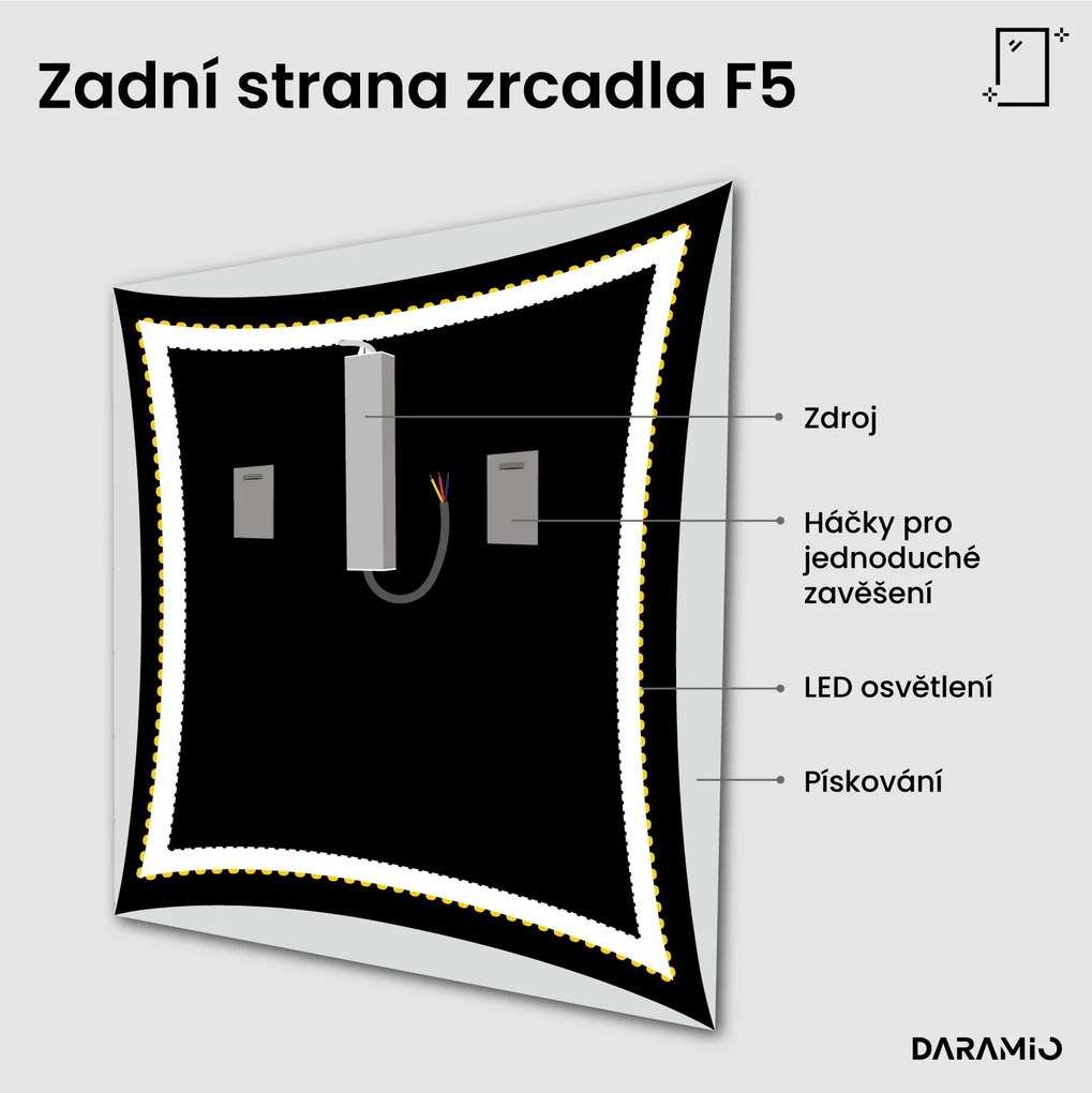 Zrcadlo do koupelny s LED osvětlením F5