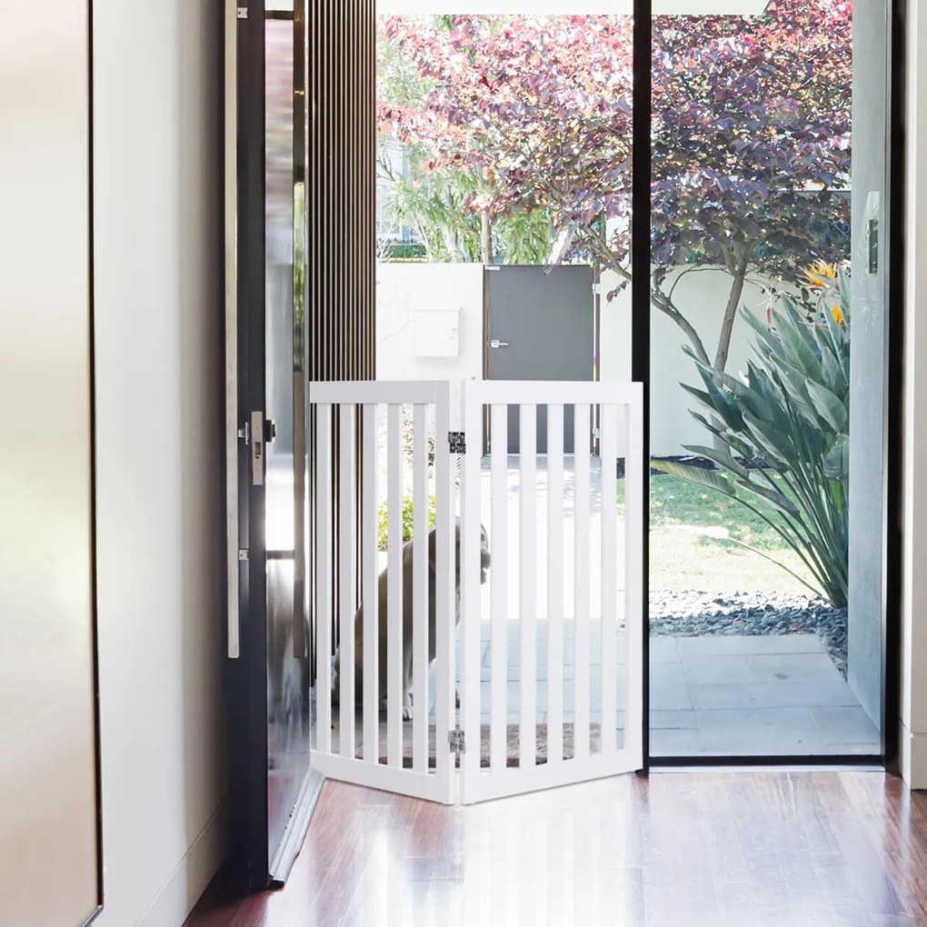 Costway Zábrana pro psy 89 cm vysoká 2 panely Ochranné dřevěné skládací (bílé