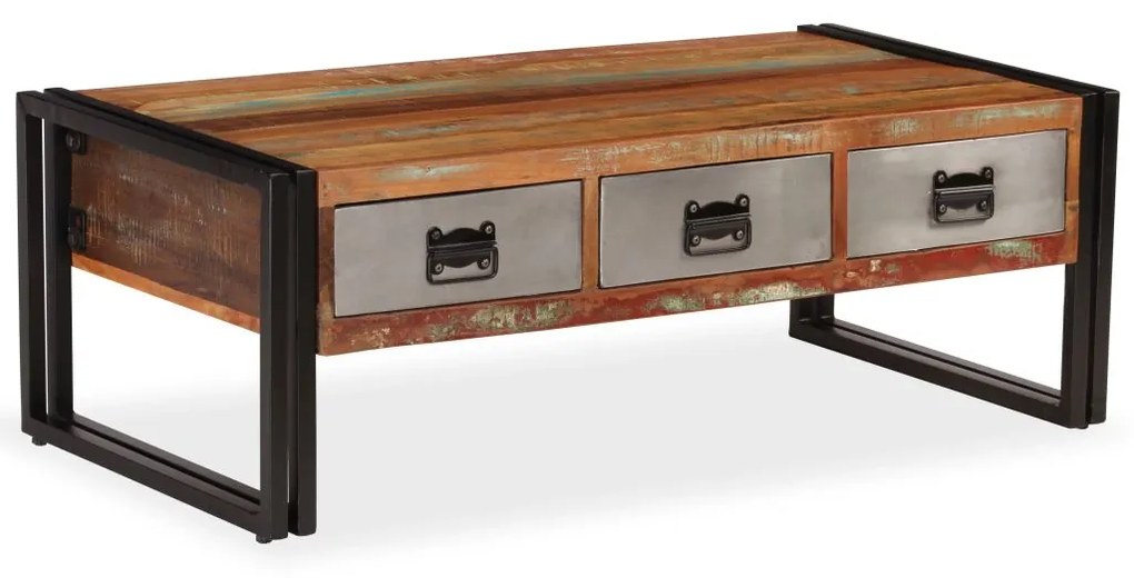 Konferenční stolek se 3 zásuvkami recyklované dřevo 100x50x35cm,  244941