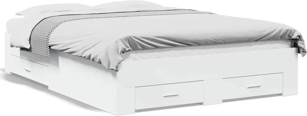 Rám postele se zásuvkami bílý 140 x 190 cm kompozitní dřevo 3280398