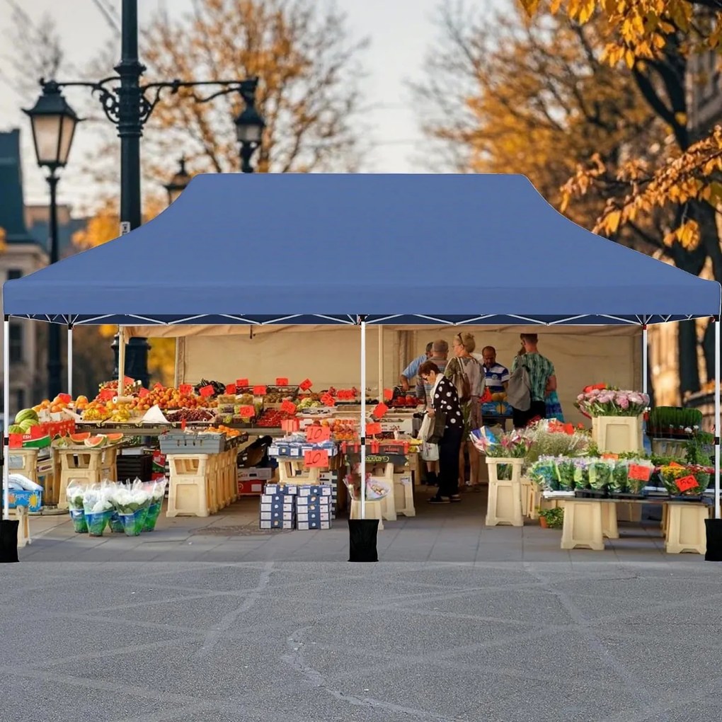 Costway Výsuvný stan s baldachýnem na akce s taškou – 300 × 600 cm, modrý