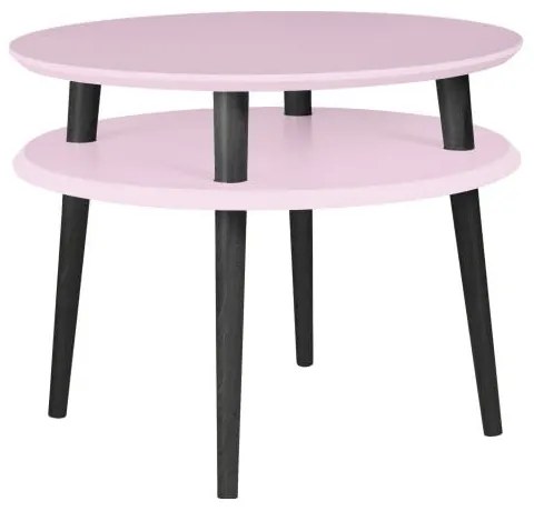 Světle růžový konferenční stolek s černými nohami Ragaba UFO, Ø 57 cm