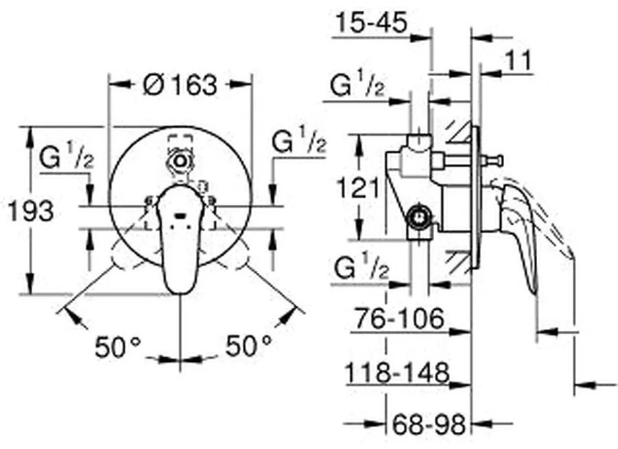 Grohe Eurostyle - Vanová baterie pod omítku, komplet, chrom 23730003