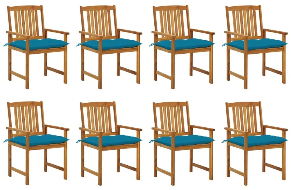 3078197 vidaXL Zahradní židle s poduškami 8 ks masivní akáciové dřevo