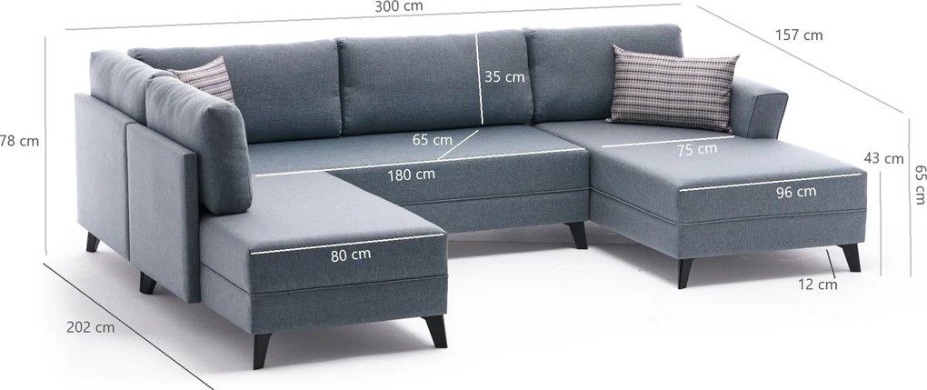 Hanah Home Šestimístná pohovka EFSUN hnědá 300 cm