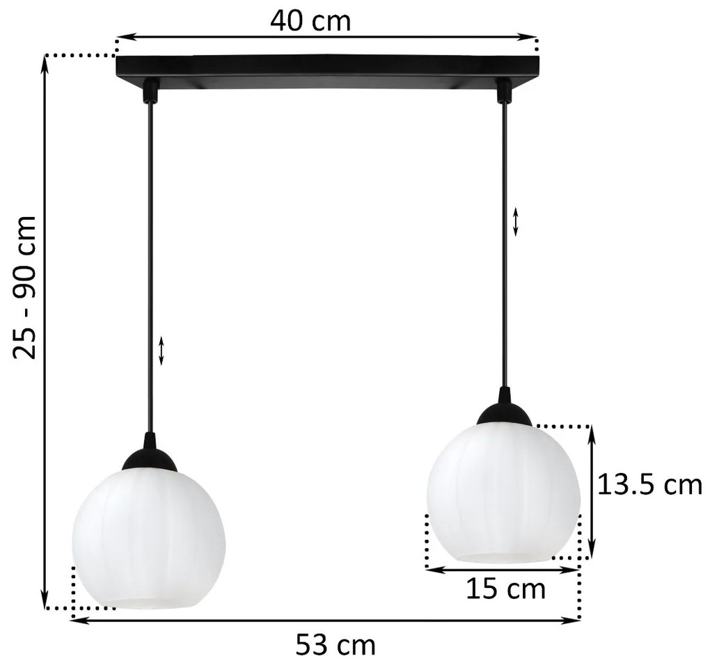 Závěsné svítidlo Costa, 2x bílé skleněné stínítko, b